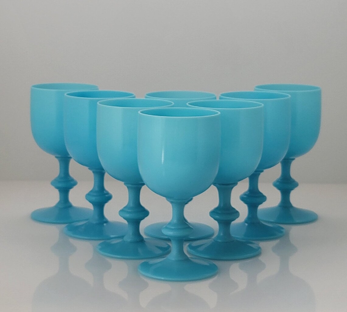 Portieux Vallerysthal Blue Opaline Water or Wine Goblets - Etsy