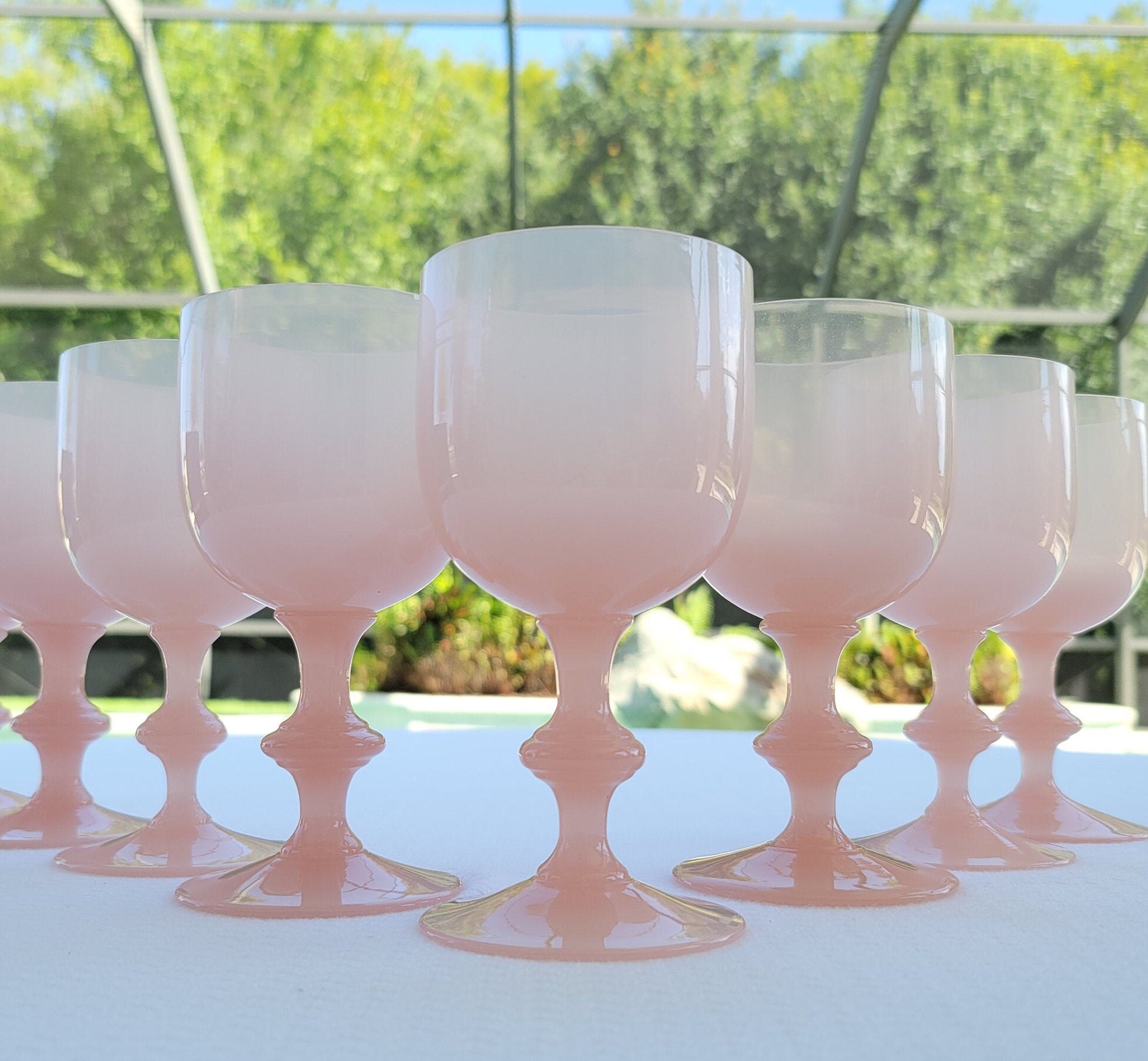Portieux Vallerysthal Soft Pink Opaline Water or Wine Goblets - Etsy