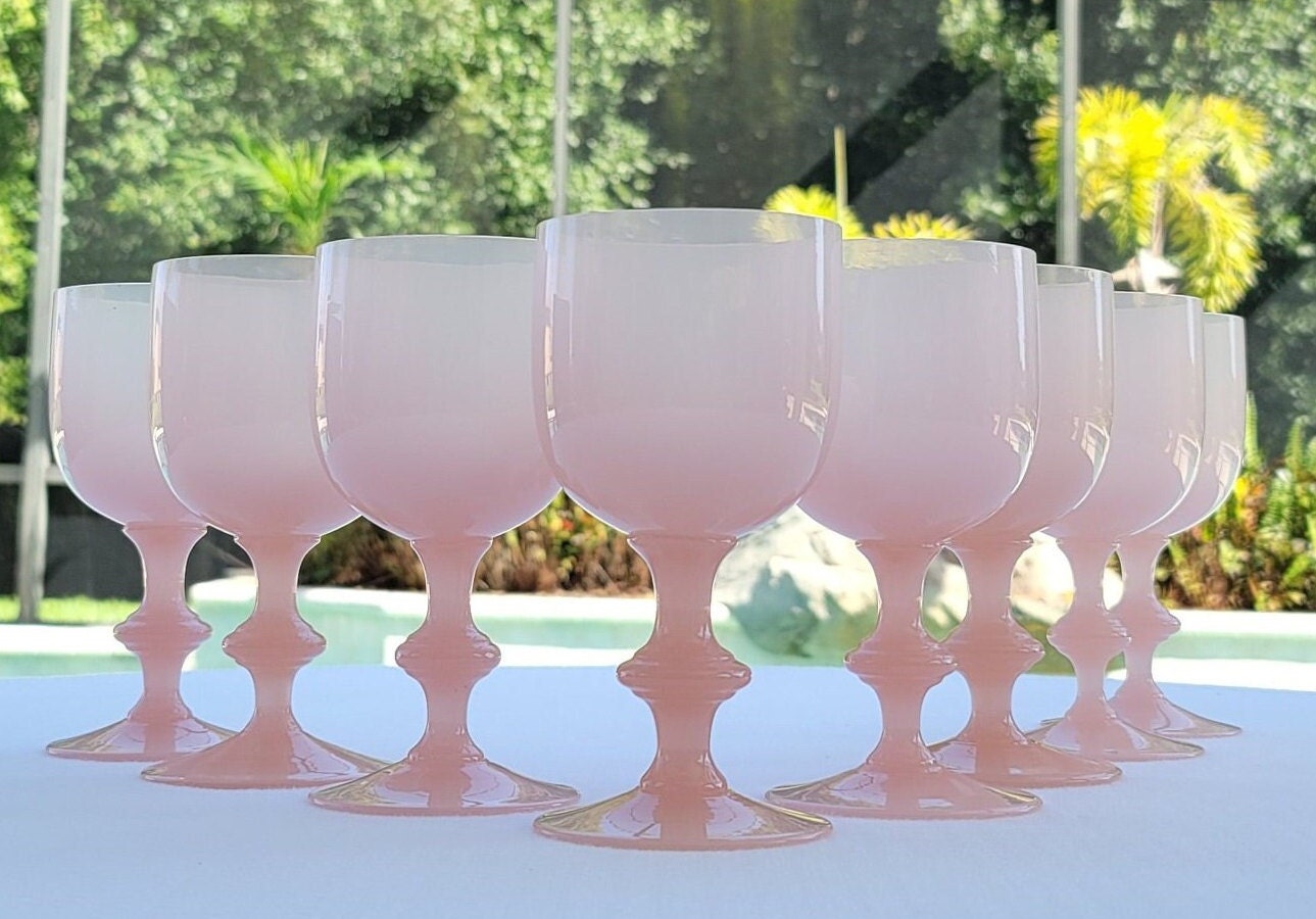Portieux Vallerysthal Soft Pink Opaline Water or Wine Goblets - Etsy