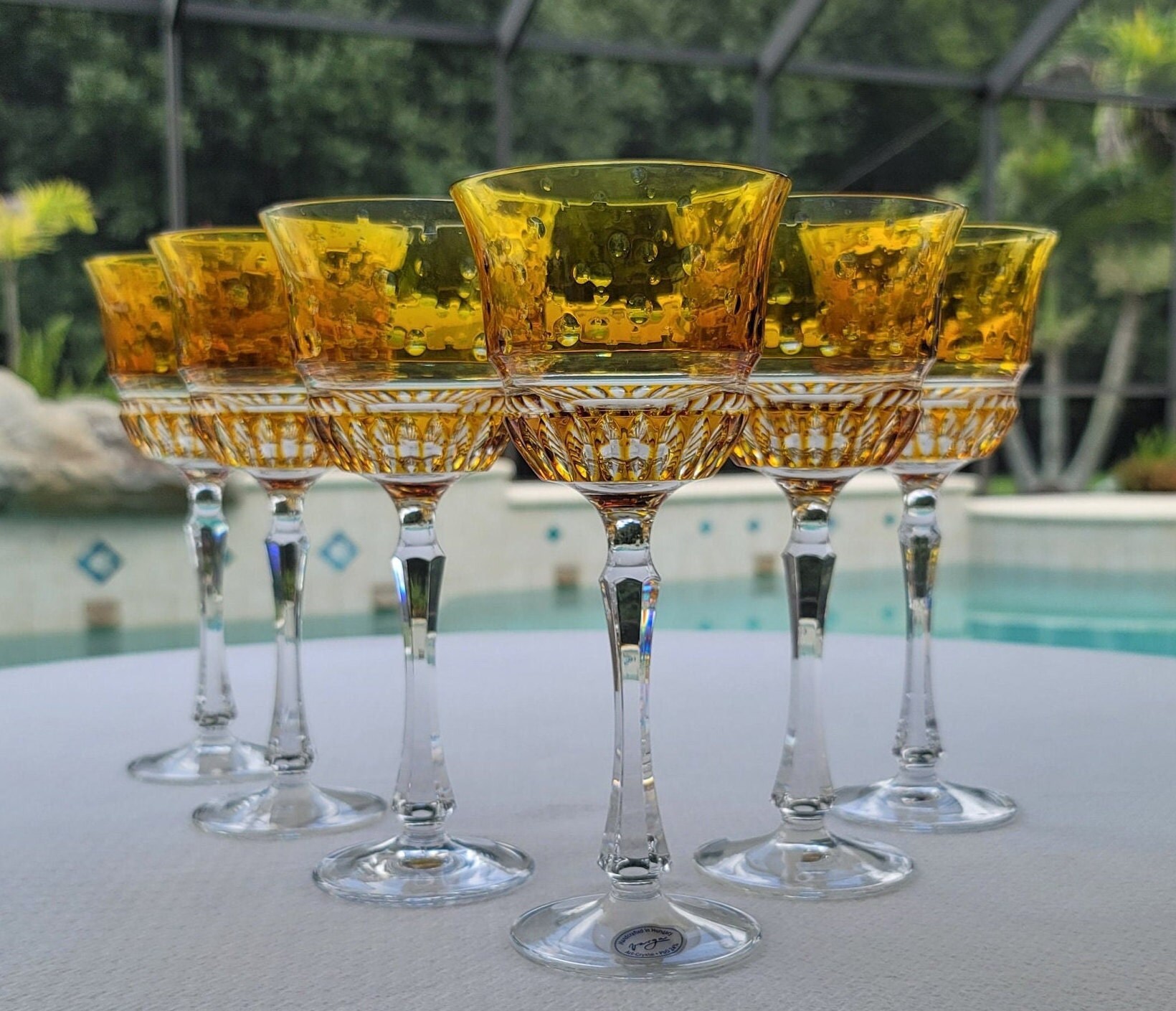 Varga Aurora Amber Water Goblets Set of 6 - Etsy
