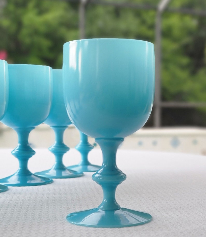 Portieux Vallerysthal Blue Opaline Water or Wine Goblets - Etsy