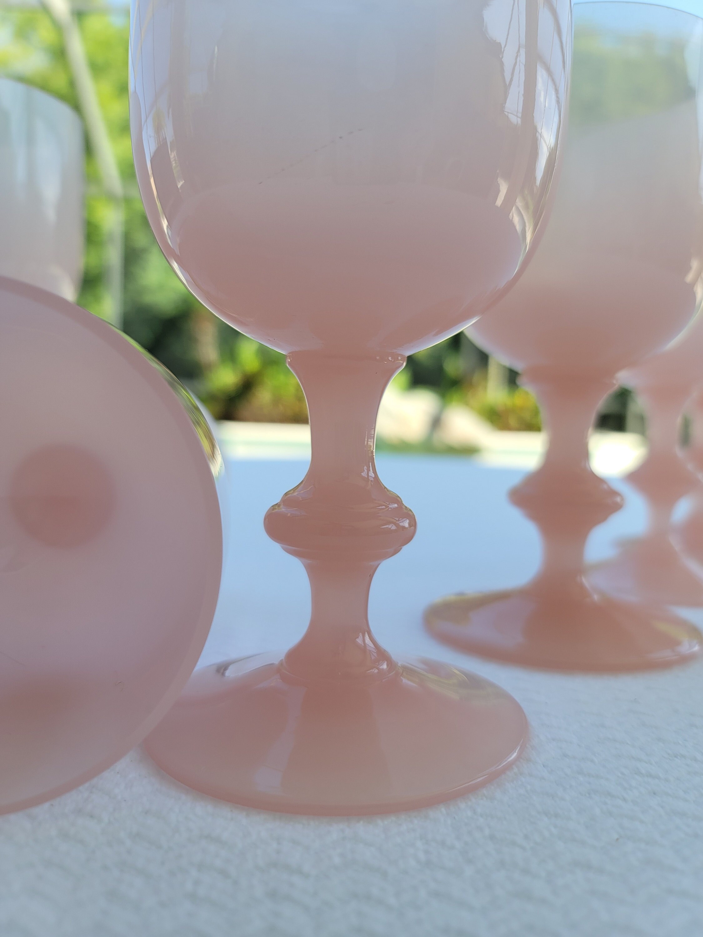 Portieux Vallerysthal Soft Pink Opaline Water or Wine Goblets - Etsy