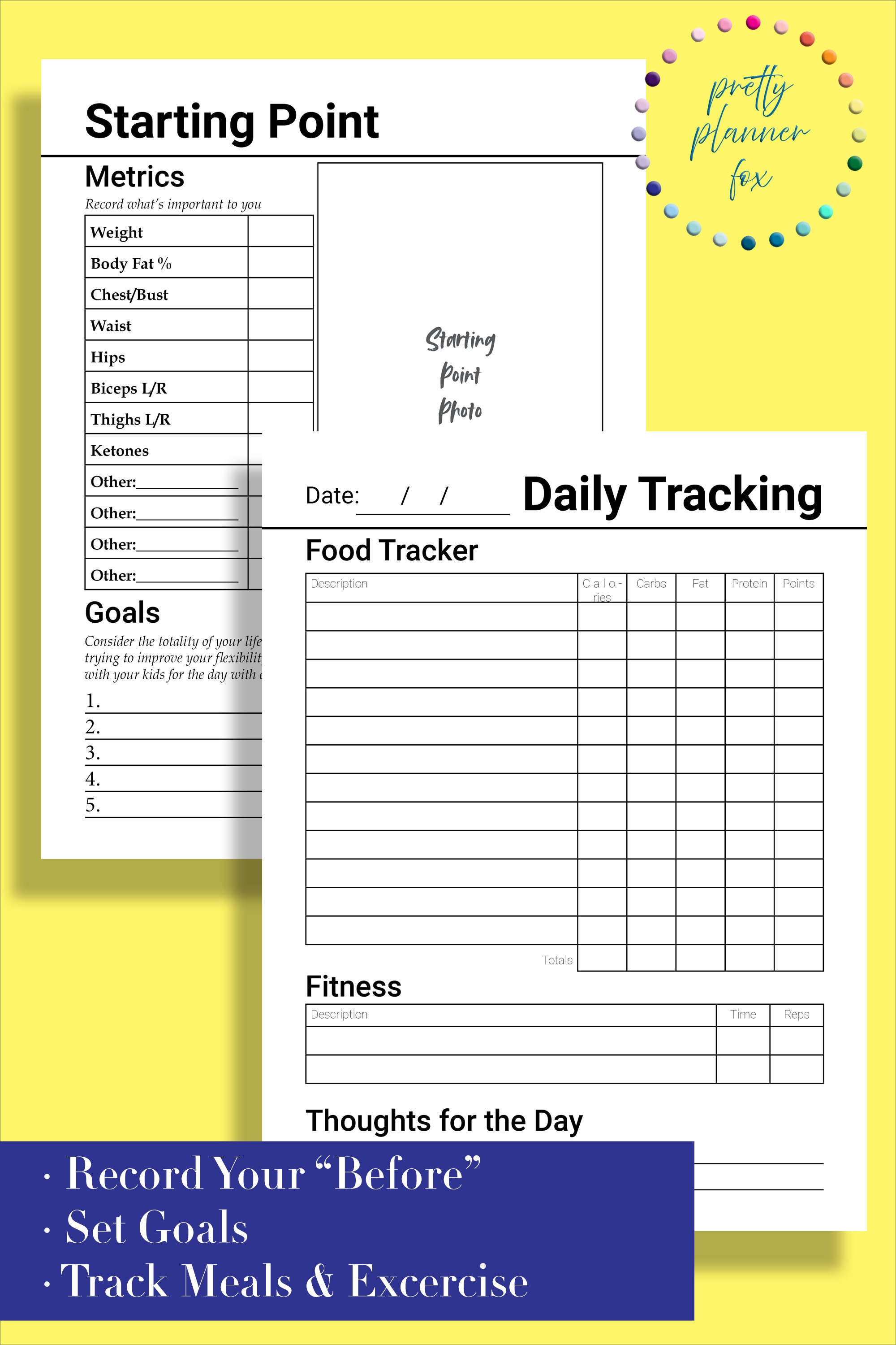Meal and Fitness Tracker Planner | Undated 1 Page per Day | Classic ...