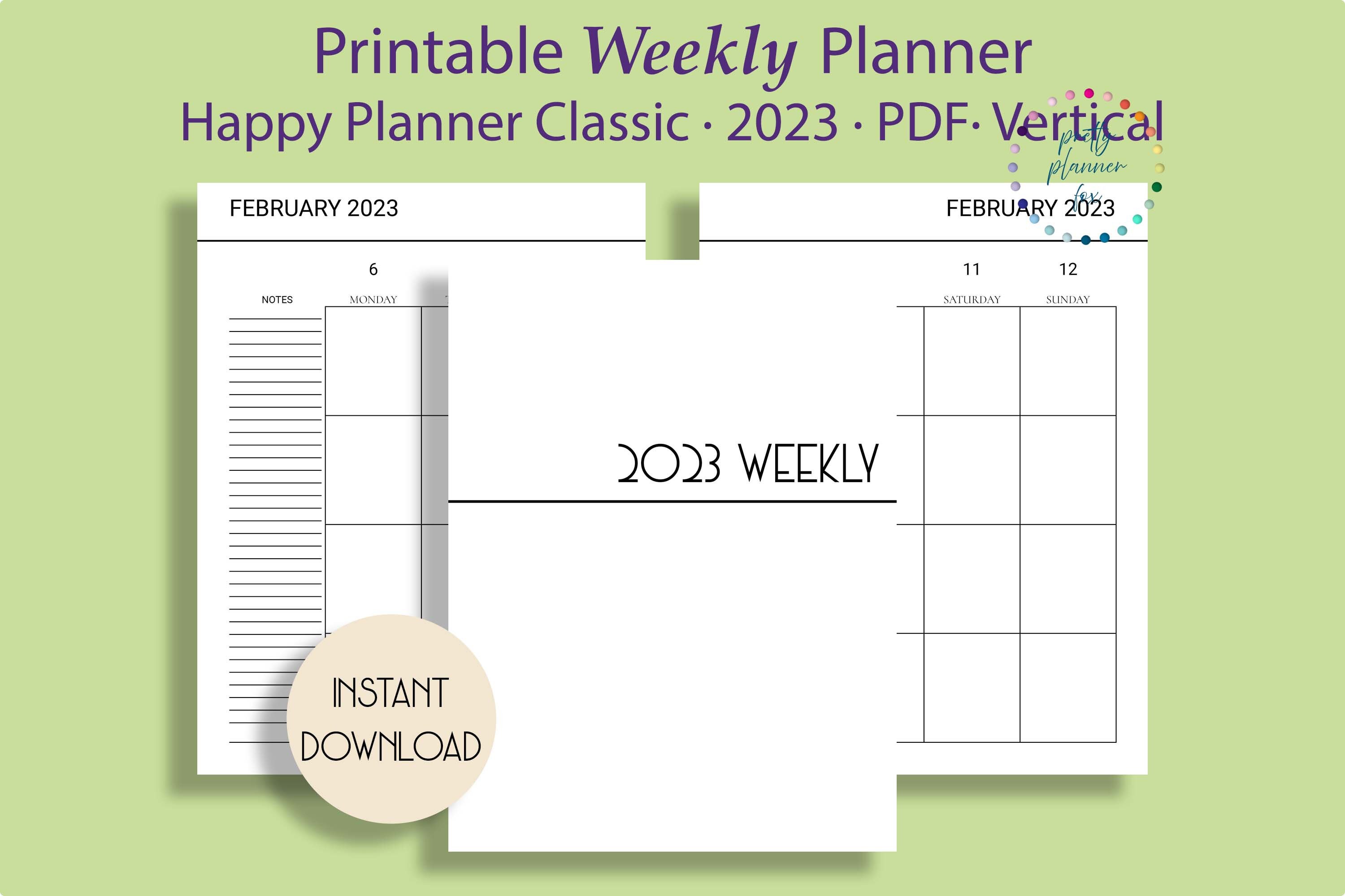 Dated Weekly Planner Printable 2023 January to December Vertical Monday ...