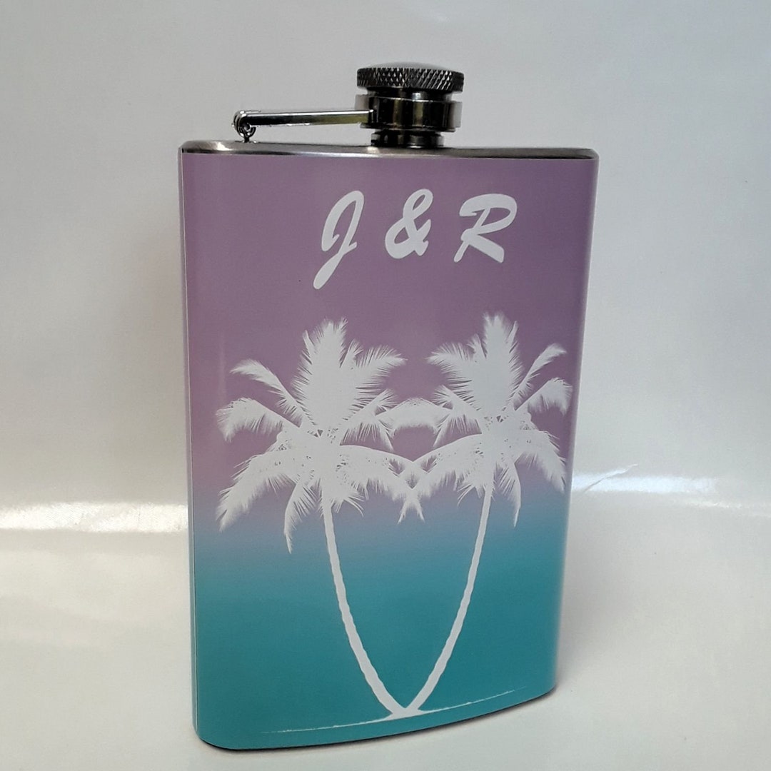 Personalized Palm Trees Liquor Flask - Etsy
