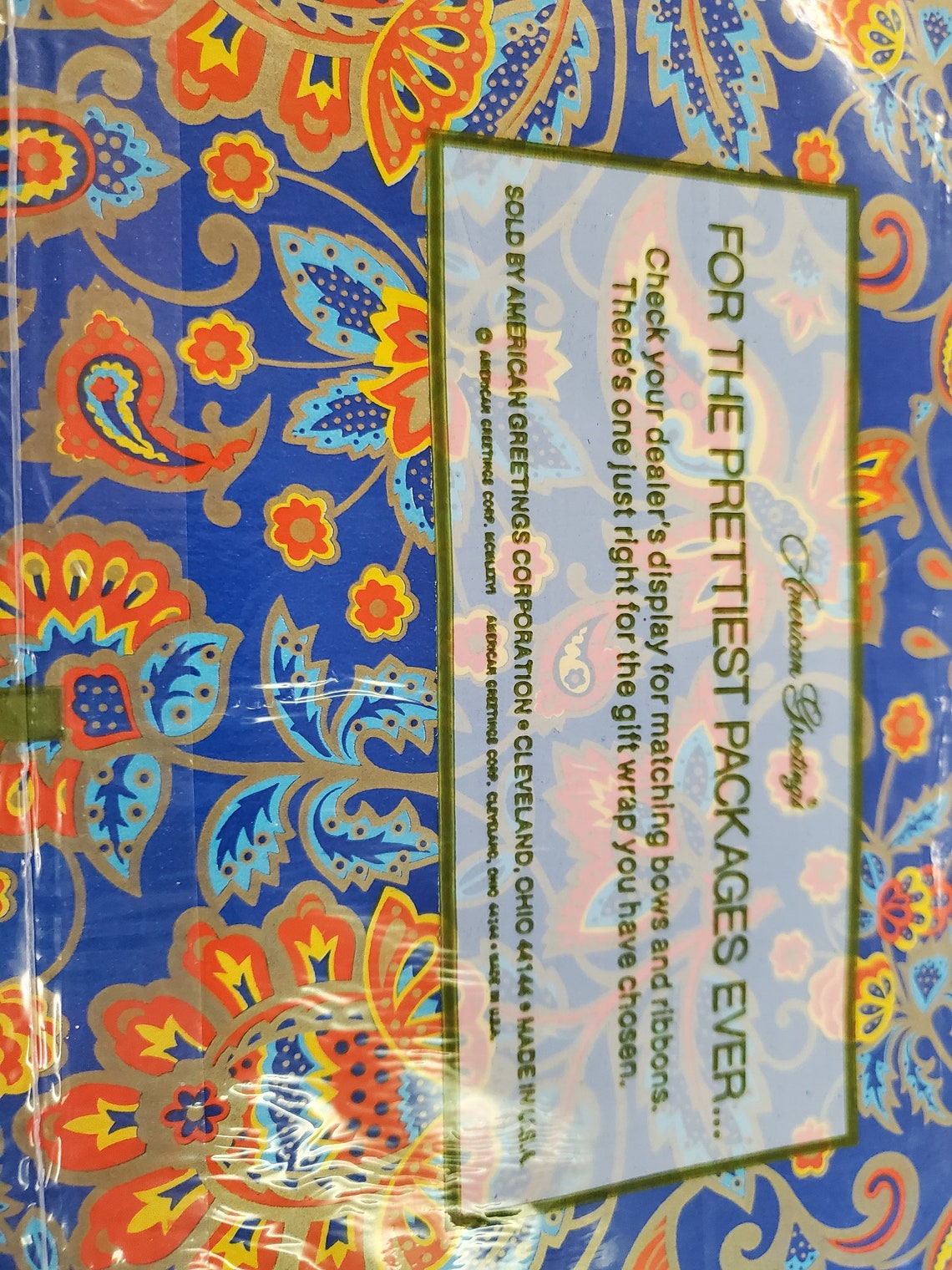 Vintage 1970s 1980s American Greetings Wrapping Paper Paisley Flowers 2 ...