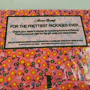 Vintage 1970s 1980s American Greetings Wrapping Paper Florescent Pink ...