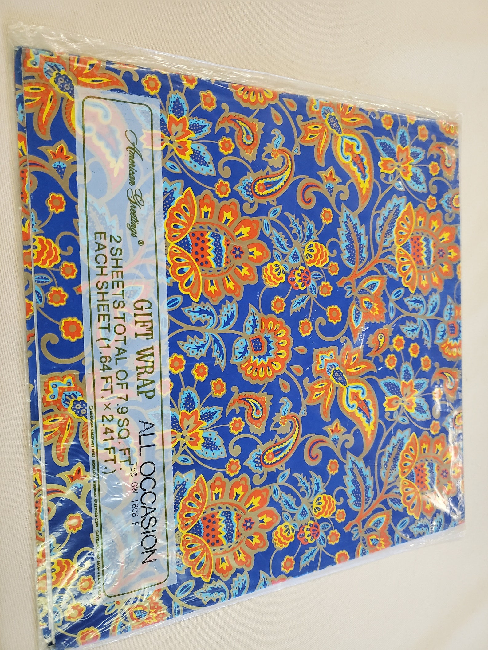 Vintage 1970s 1980s American Greetings Wrapping Paper Paisley Flowers 2 ...