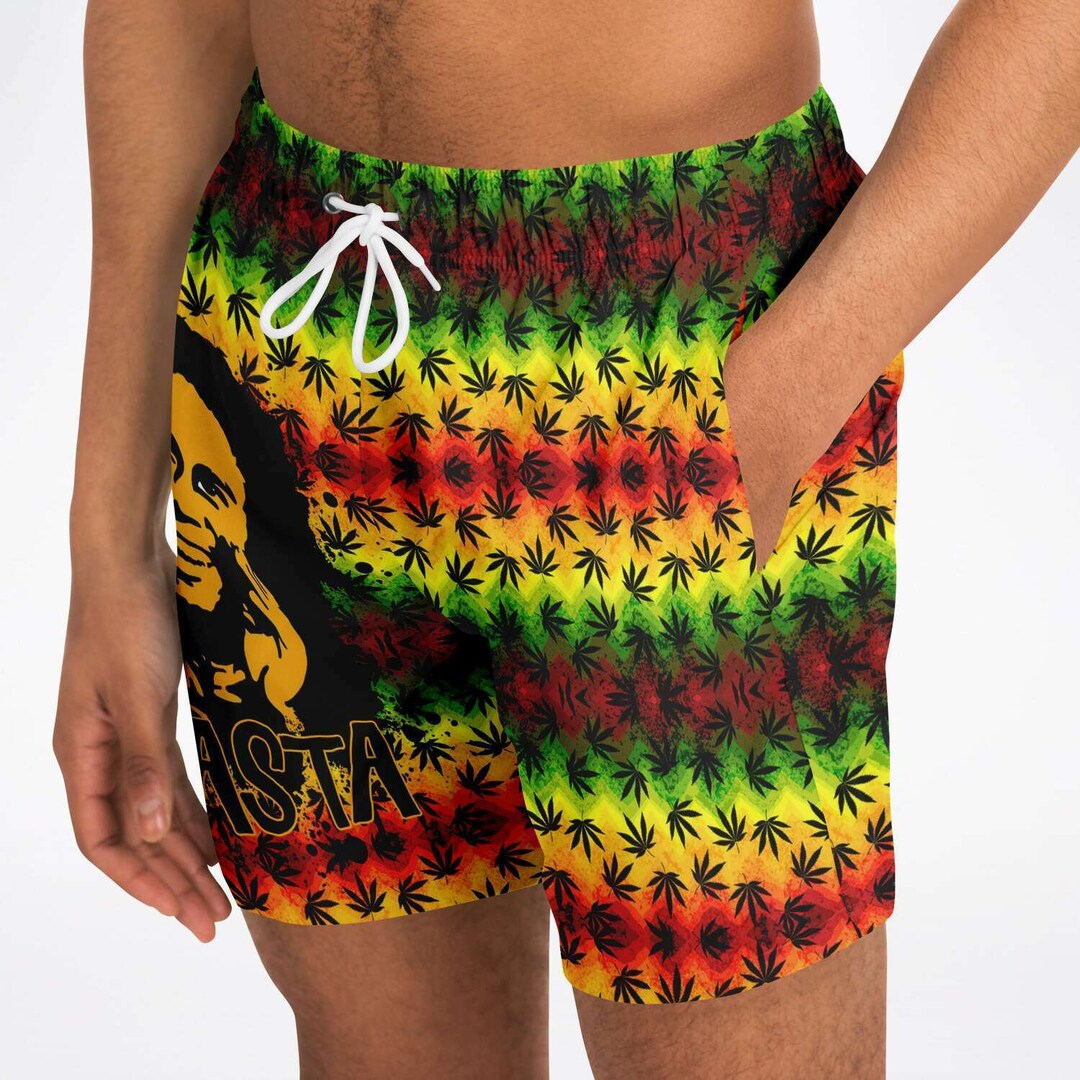 Rasta Custom Beach Shorts Marijuana Swim Trunks Ganja - Etsy