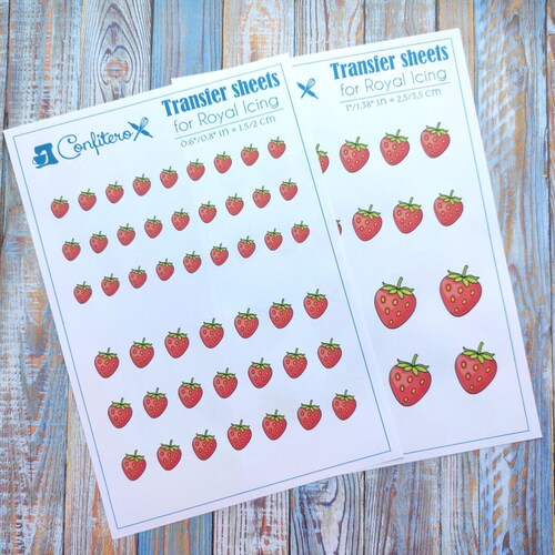 Strawberry Royal Icing Transfer Sheet INSTANT DOWNLOAD - Etsy
