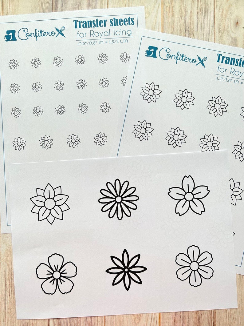 Instant Download Royal Icing Flower Transfer Sheet , Printable Icing ...