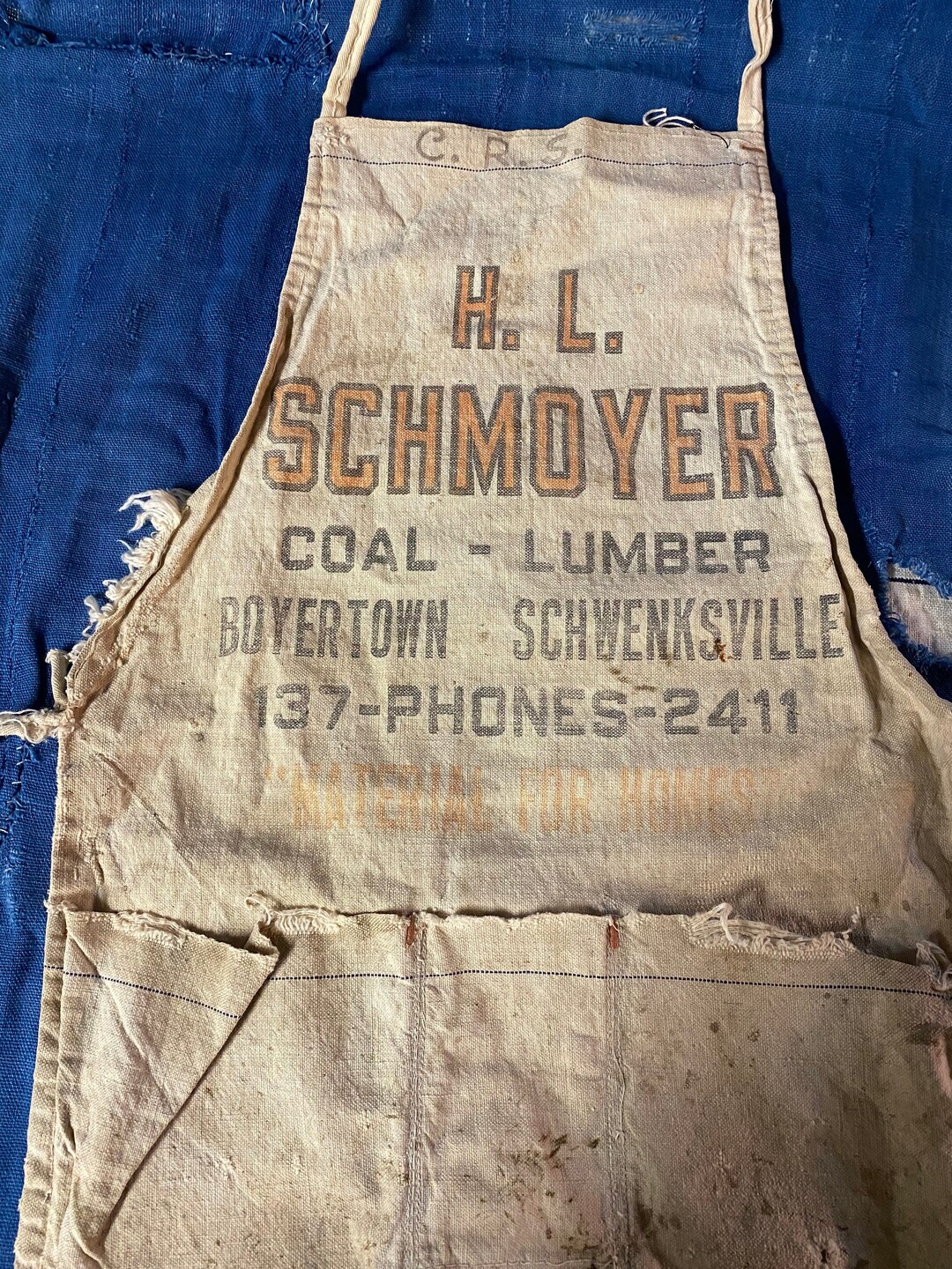 Antique Apron Shopkeepers Apron H.L Schmoyer Coal Lumber - Etsy