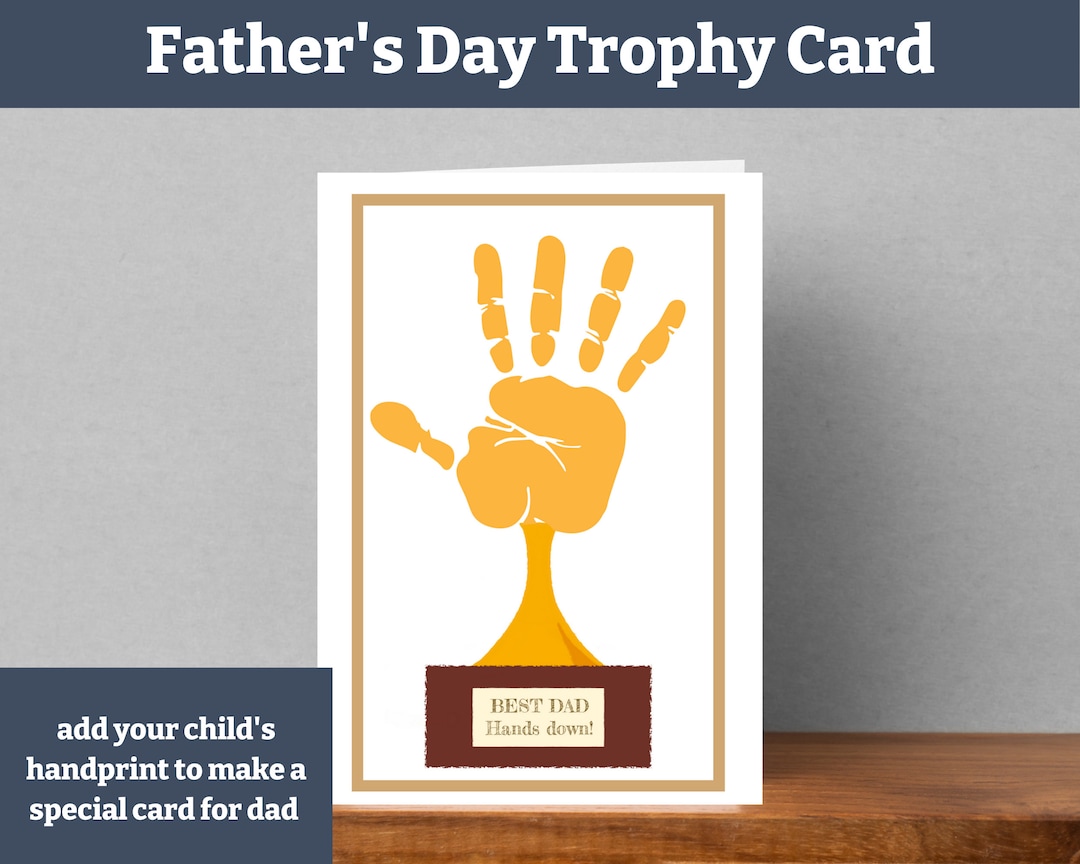 Hand Print Trophy Father's Day Card Craft | Daddy Handprint Gift | DIY ...