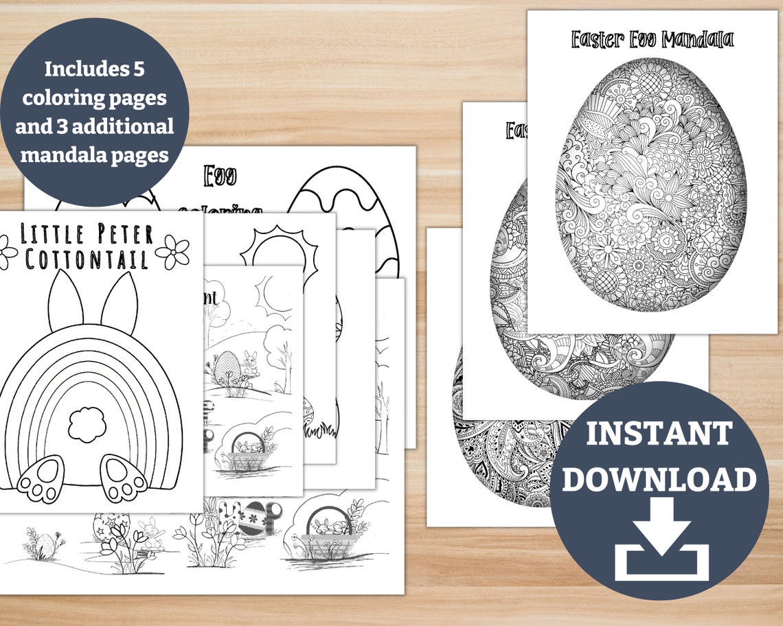 Easter 8 Coloring Pages Printable, Easter Activities for Kids, Coloring ...