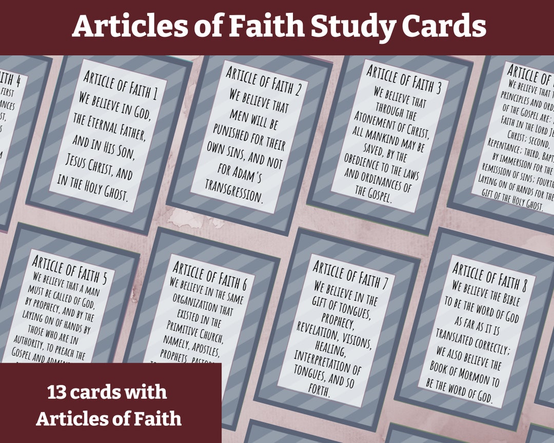 LDS Doctrinal Mastery Cards, Articles of Faith, LDS Seminary, Come ...