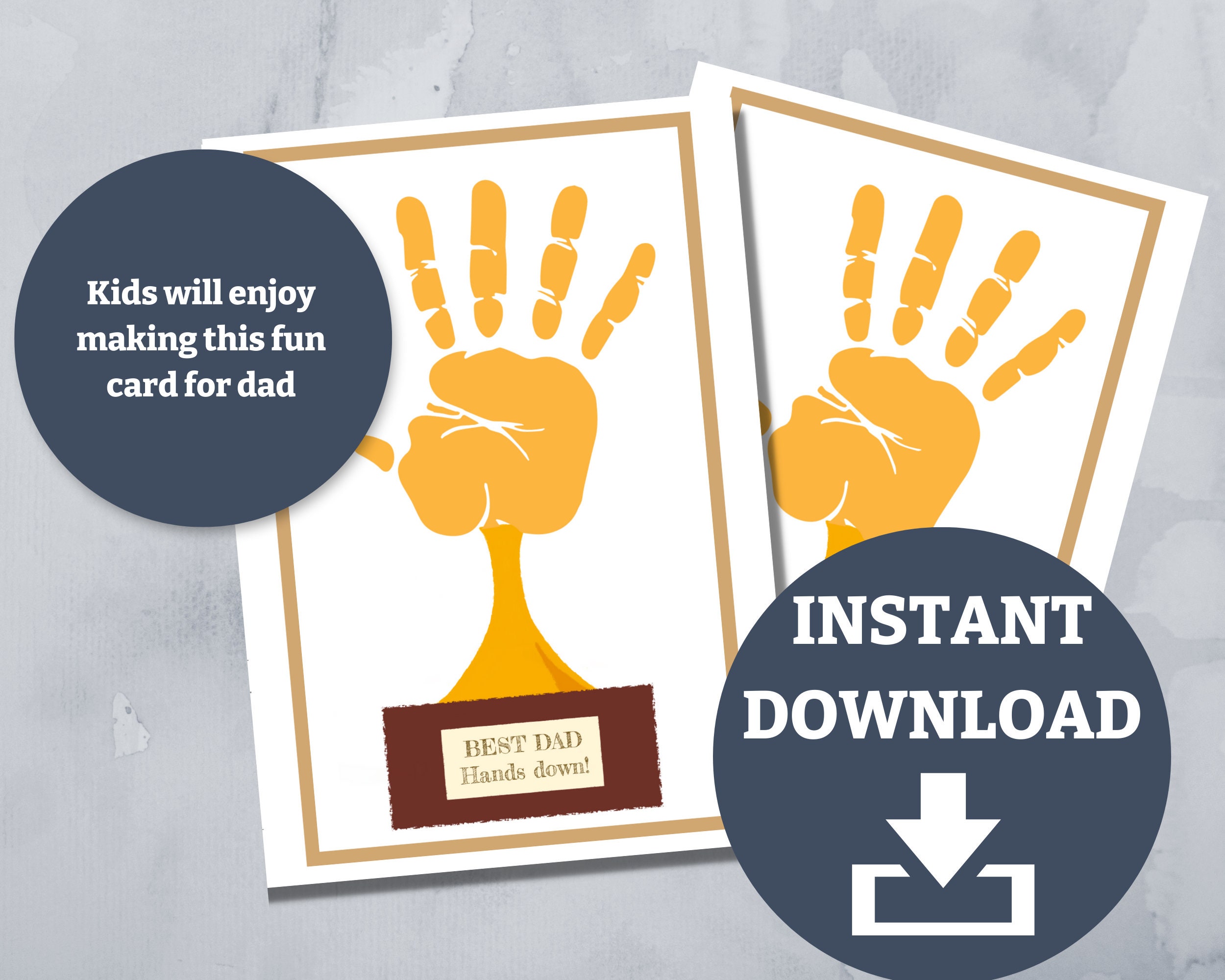 Hand Print Trophy Father's Day Card Craft Daddy Handprint Gift DIY ...