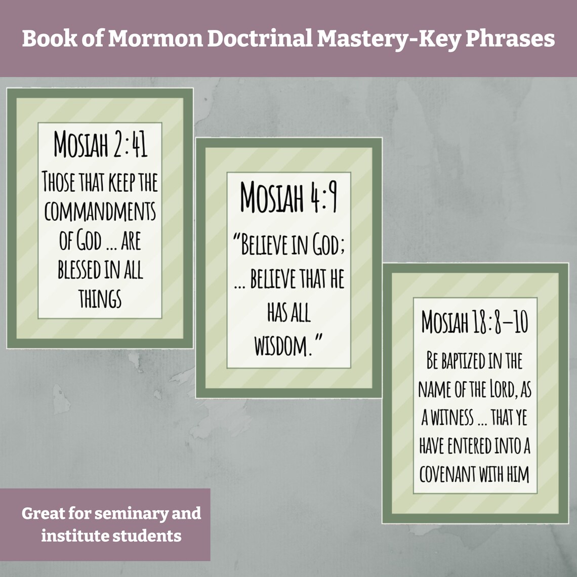 Updated 2024 LDS Doctrinal Mastery Cards Book of Mormon, LDS Seminary ...