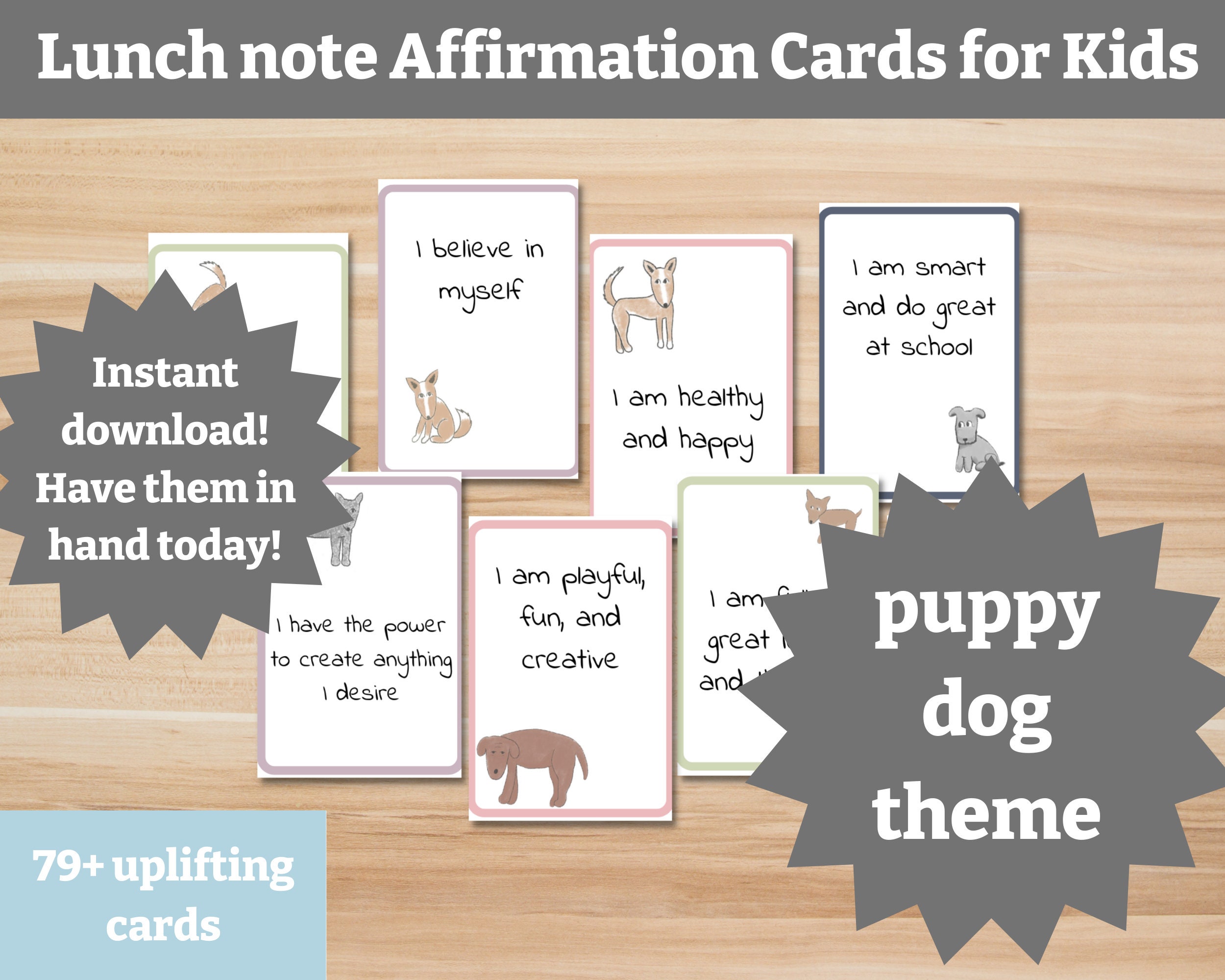 Lunch Box Notes Affirmation Cards Puppy Dog Lunch Notes - Etsy