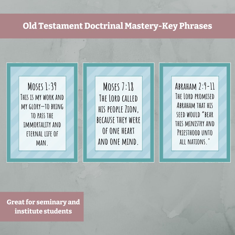 Updated 2024 LDS Doctrinal Mastery Cards, Old Testament, LDS Seminary ...