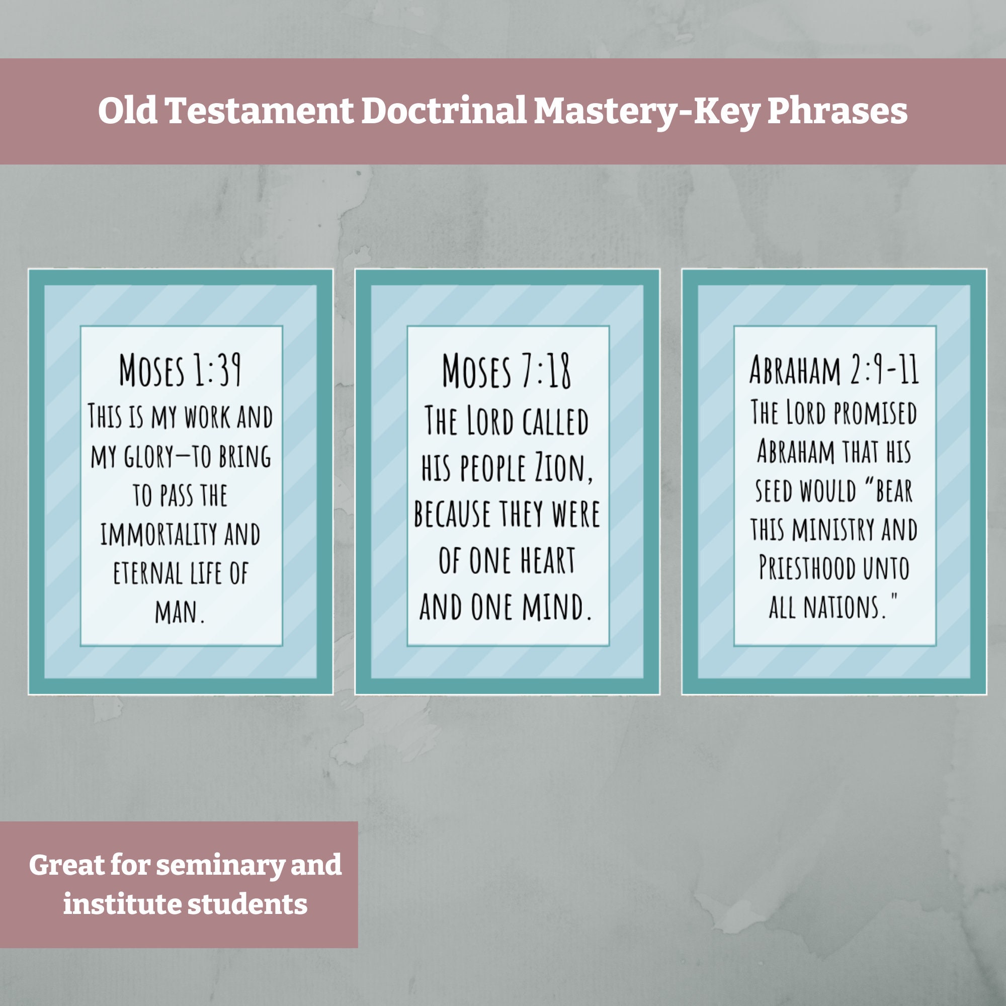 Updated 2024 LDS Doctrinal Mastery Cards, Old Testament, LDS Seminary ...