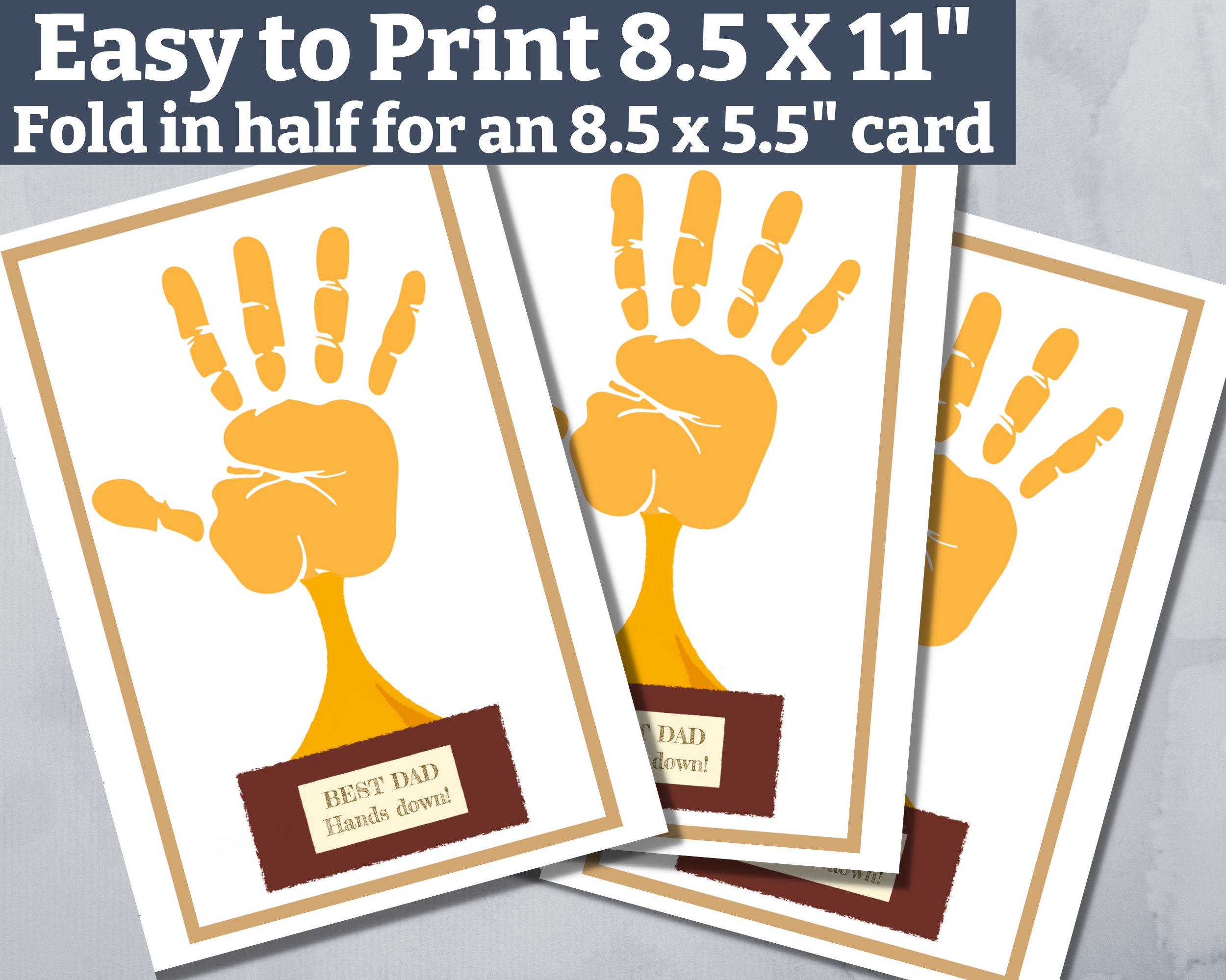 Hand Print Trophy Father's Day Card Craft Daddy Handprint Gift DIY ...