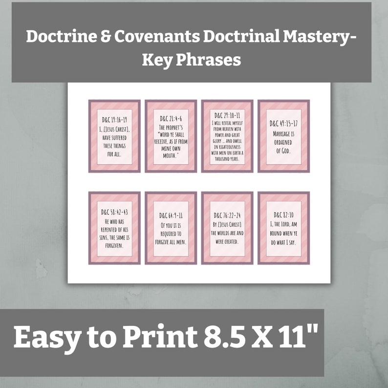 Updated 2024 LDS Doctrinal Mastery Cards, Doctrine & Covenants, LDS ...