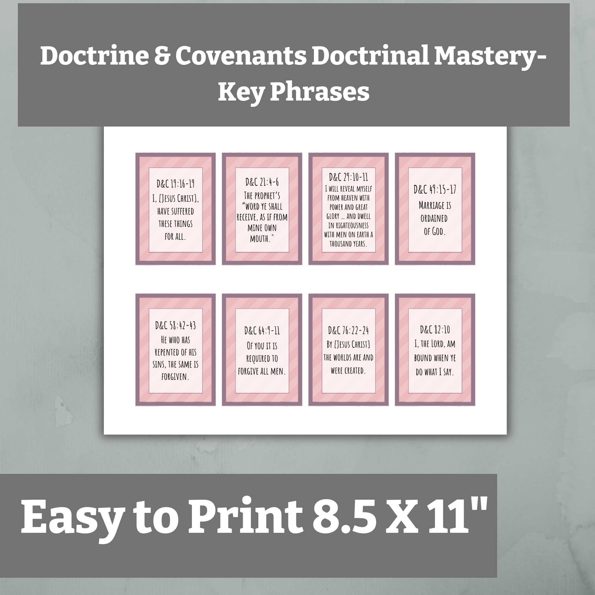 Updated 2024 LDS Doctrinal Mastery Cards, Doctrine & Covenants, LDS ...