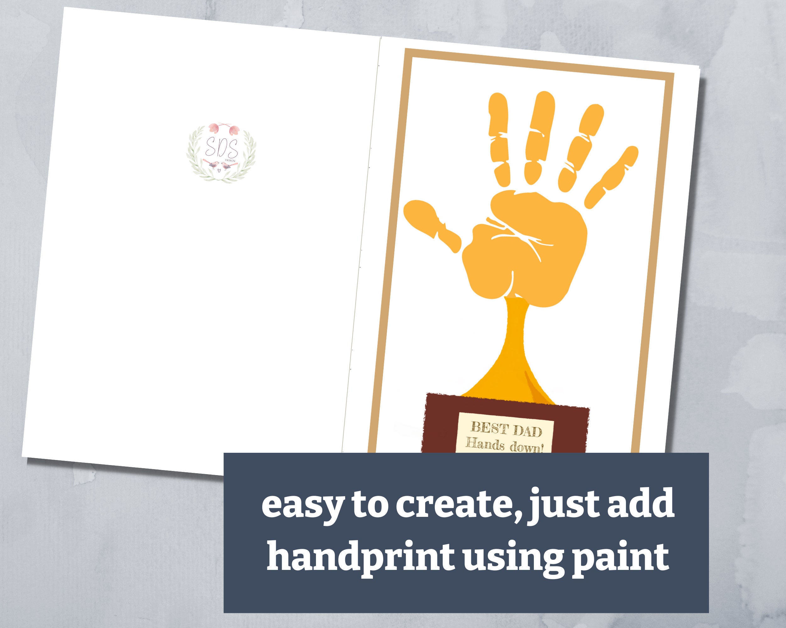 Hand Print Trophy Father's Day Card Craft Daddy Handprint Gift DIY ...