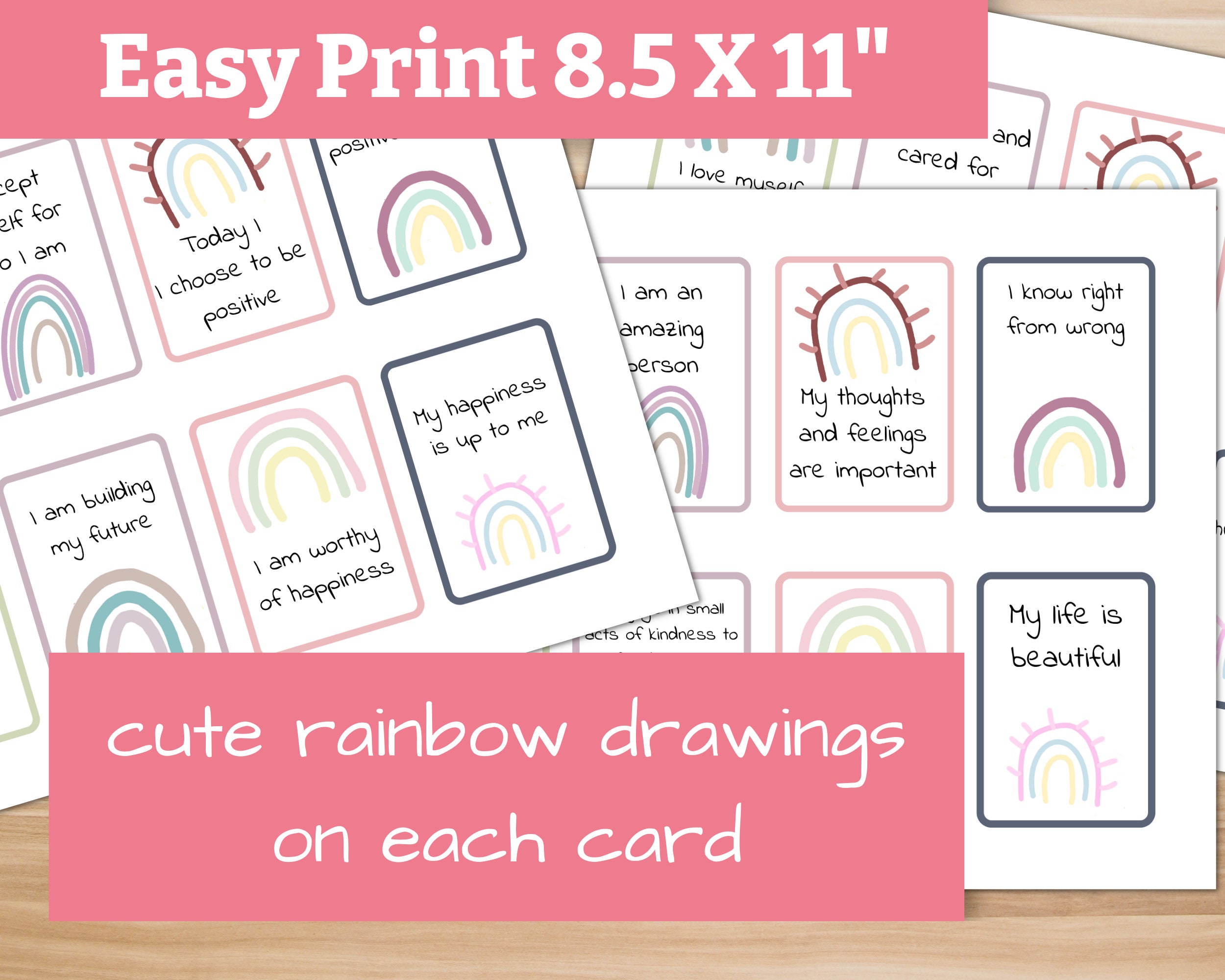 Rainbow Affirmation Cards for Kids: Lunch Box Notes (digital Download ...