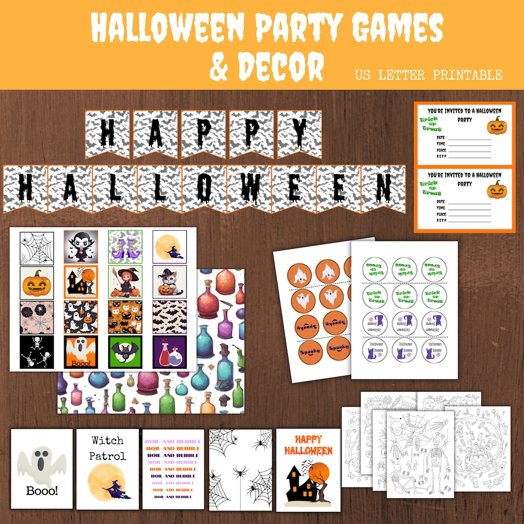 Halloween Party Pack, Matching Game, Invitation, Wall Art, Cupcake ...