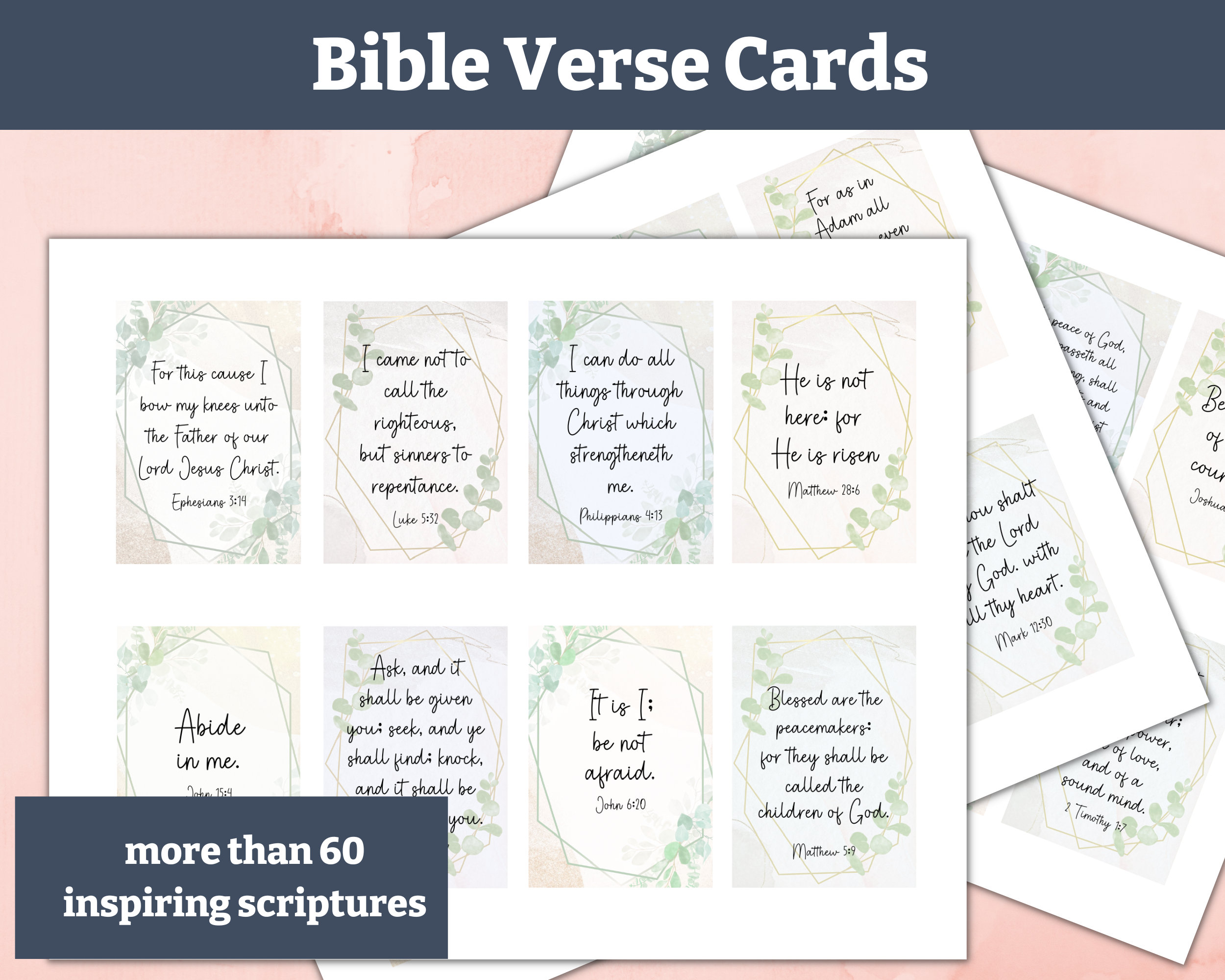Bible Verse Printable Cards, Bible Study, Christian Scripture, Positive ...