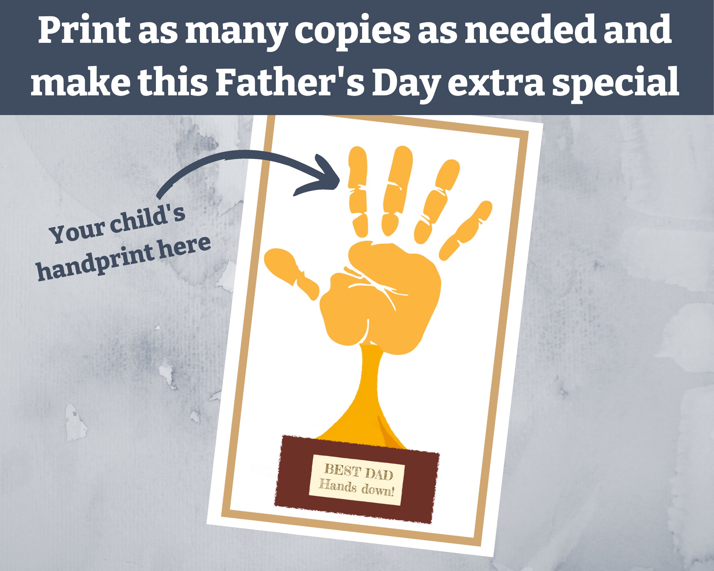 Hand Print Trophy Father's Day Card Craft Daddy Handprint Gift DIY ...