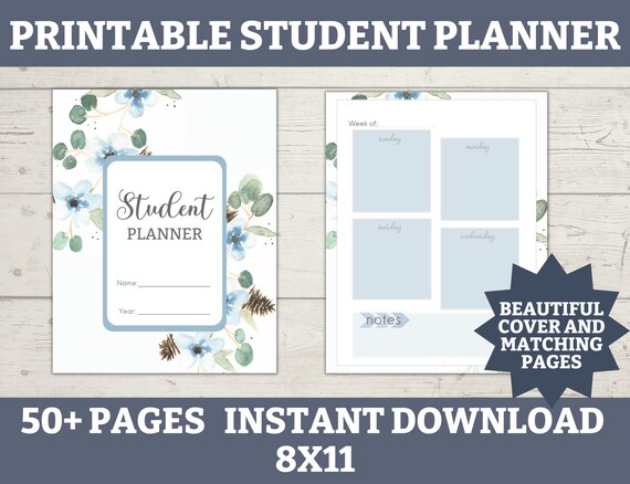 Student Planner Printable W/ Flowers Study Printable - Etsy