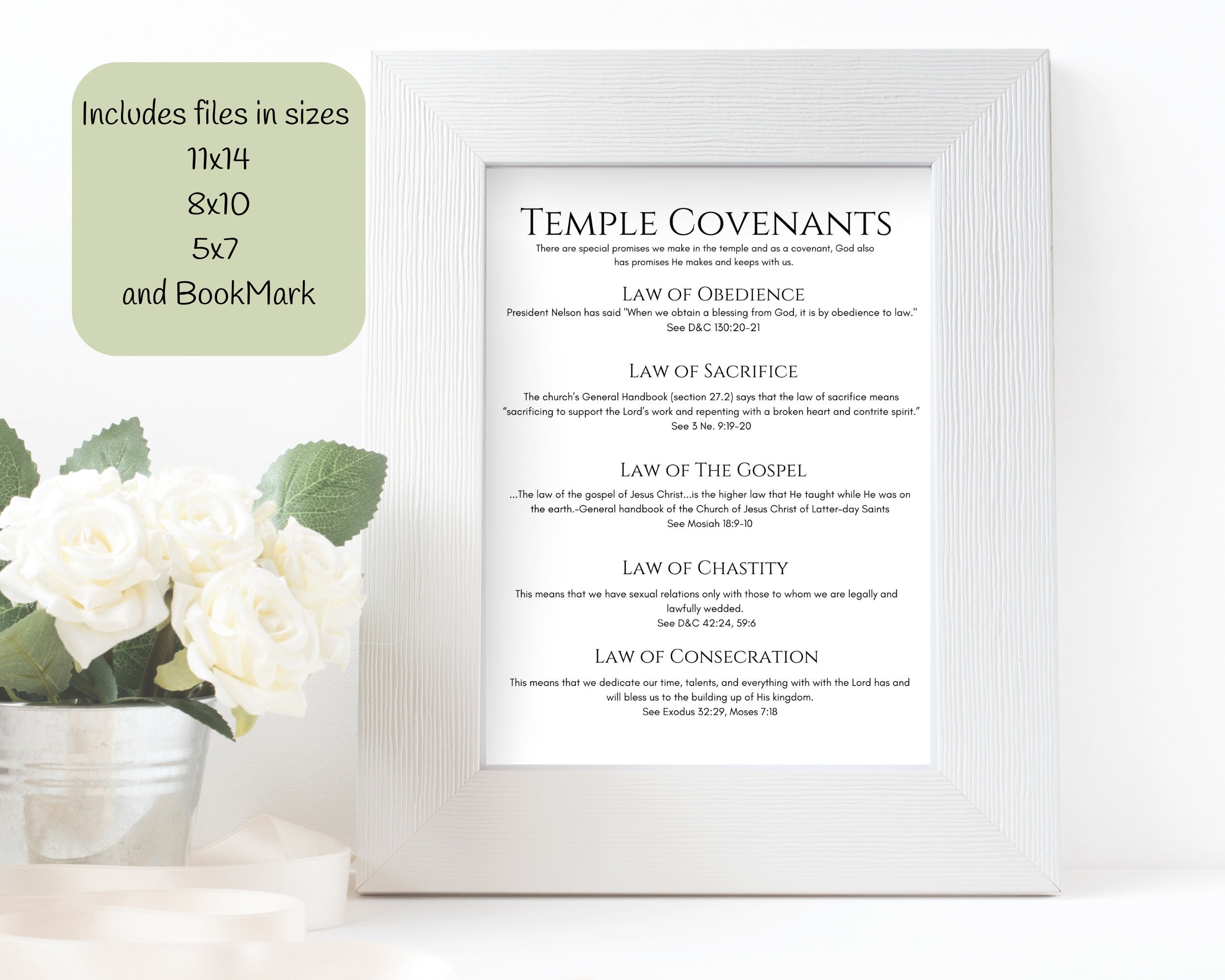 LDS Temple Covenants Wall Art Home Decor Printable, Latter-day Saint ...