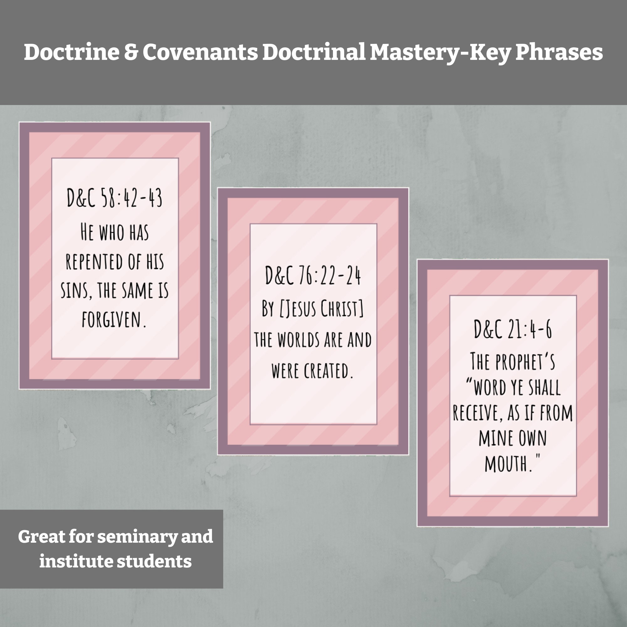 Updated 2024 LDS Doctrinal Mastery Cards, Doctrine & Covenants, LDS ...