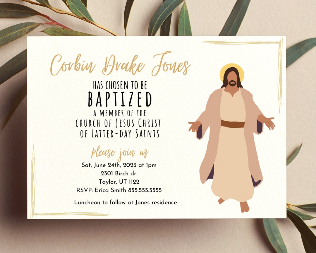 Jesus Christ LDS Baptism Invite Printable, Editable, Printable ...