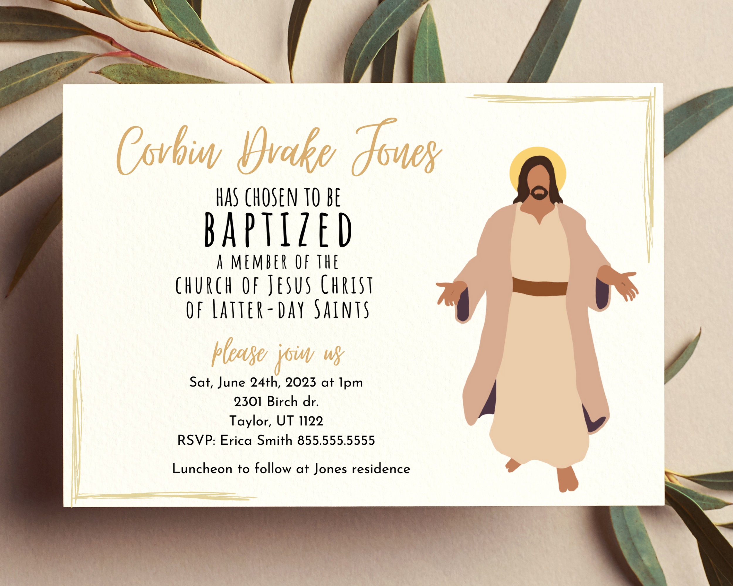Jesus Christ LDS Baptism Invite Printable, Editable, Printable ...