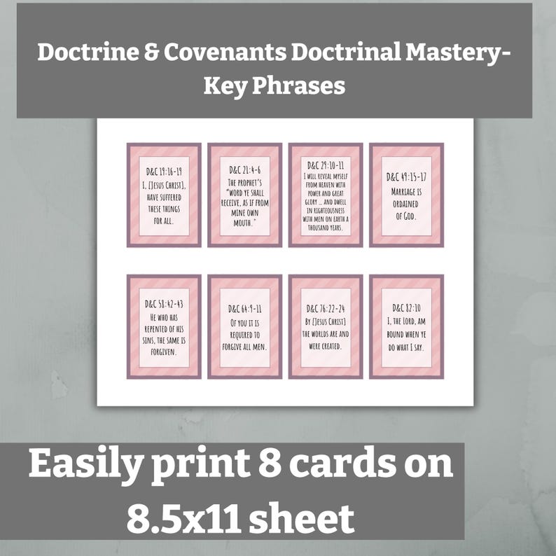 Updated 2025 LDS Doctrinal Mastery Cards, Doctrine & Covenants, LDS ...