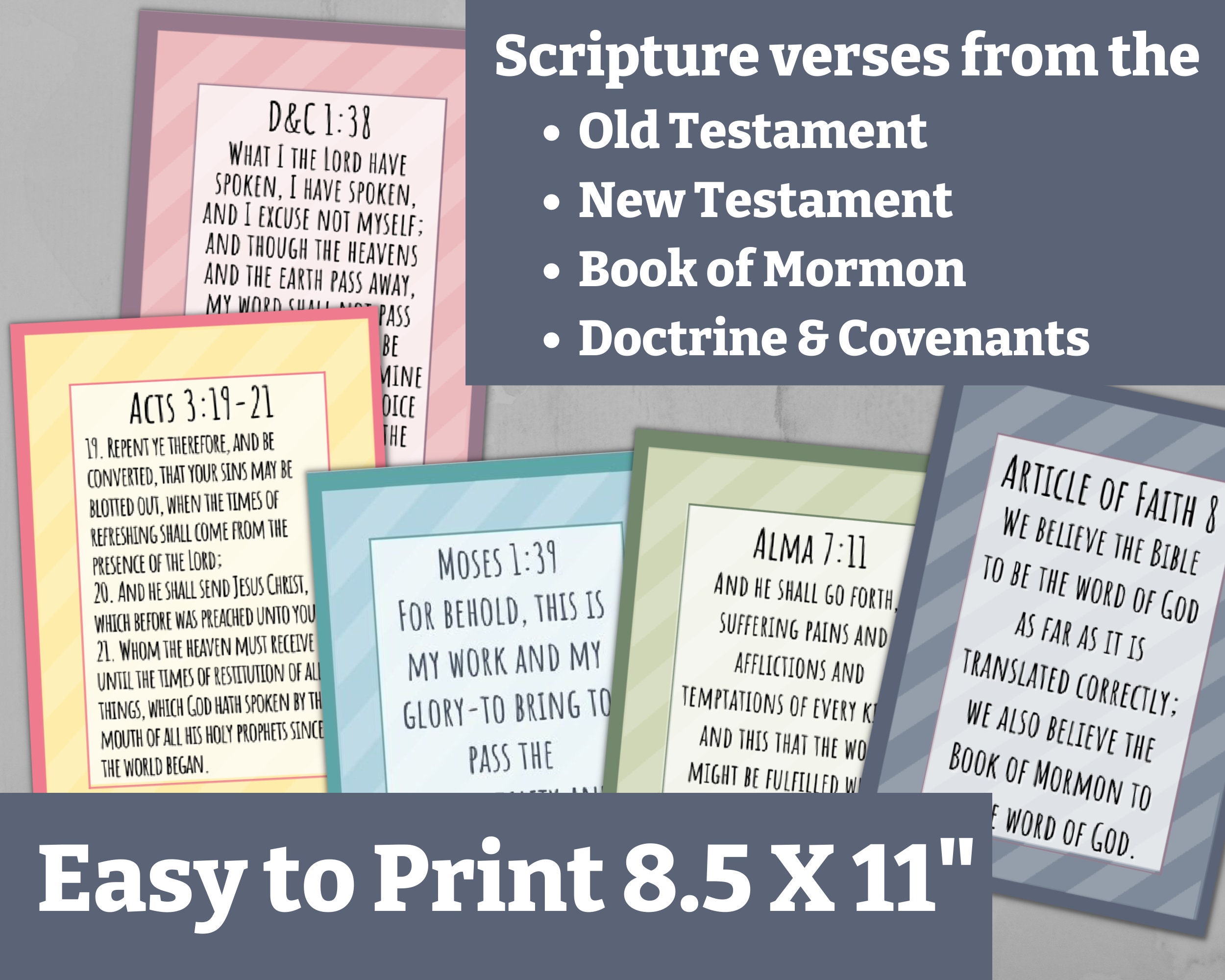 4x6 LDS Doctrinal Mastery Scripture Passages and Key Scripture Phrases ...