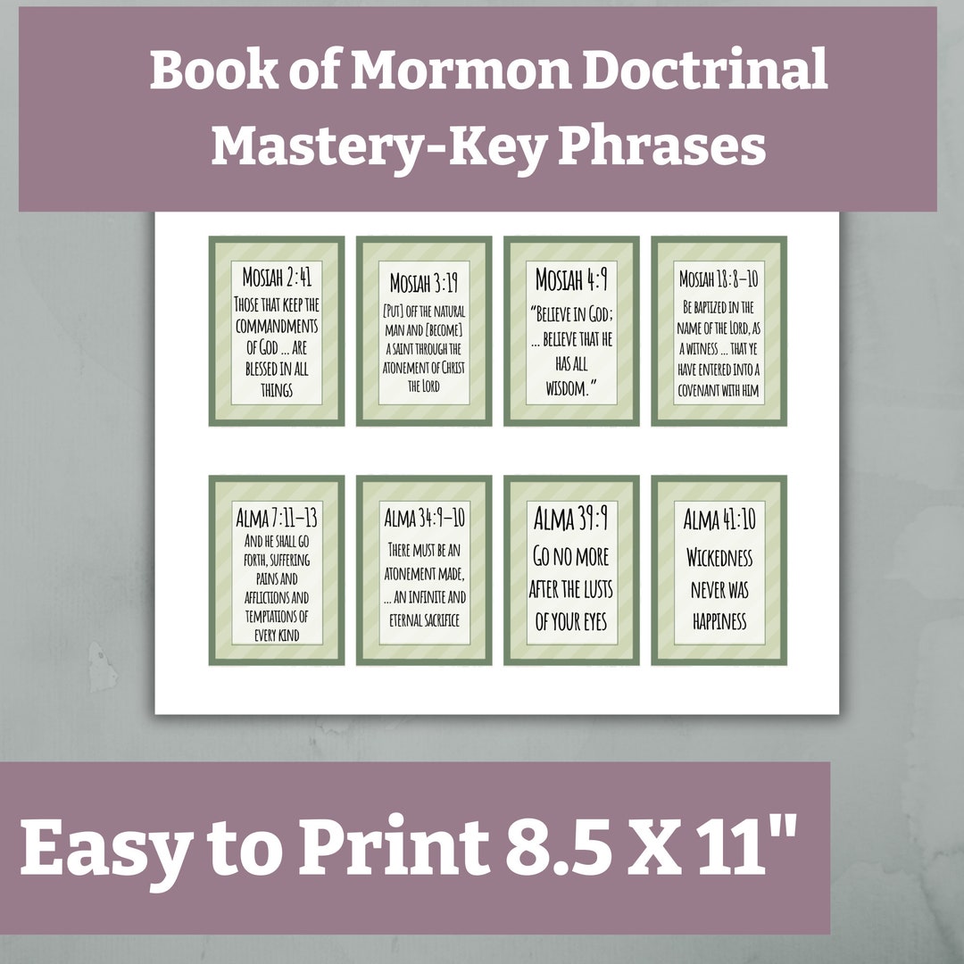 Updated 2024 LDS Doctrinal Mastery Cards Book of Mormon, LDS Seminary ...