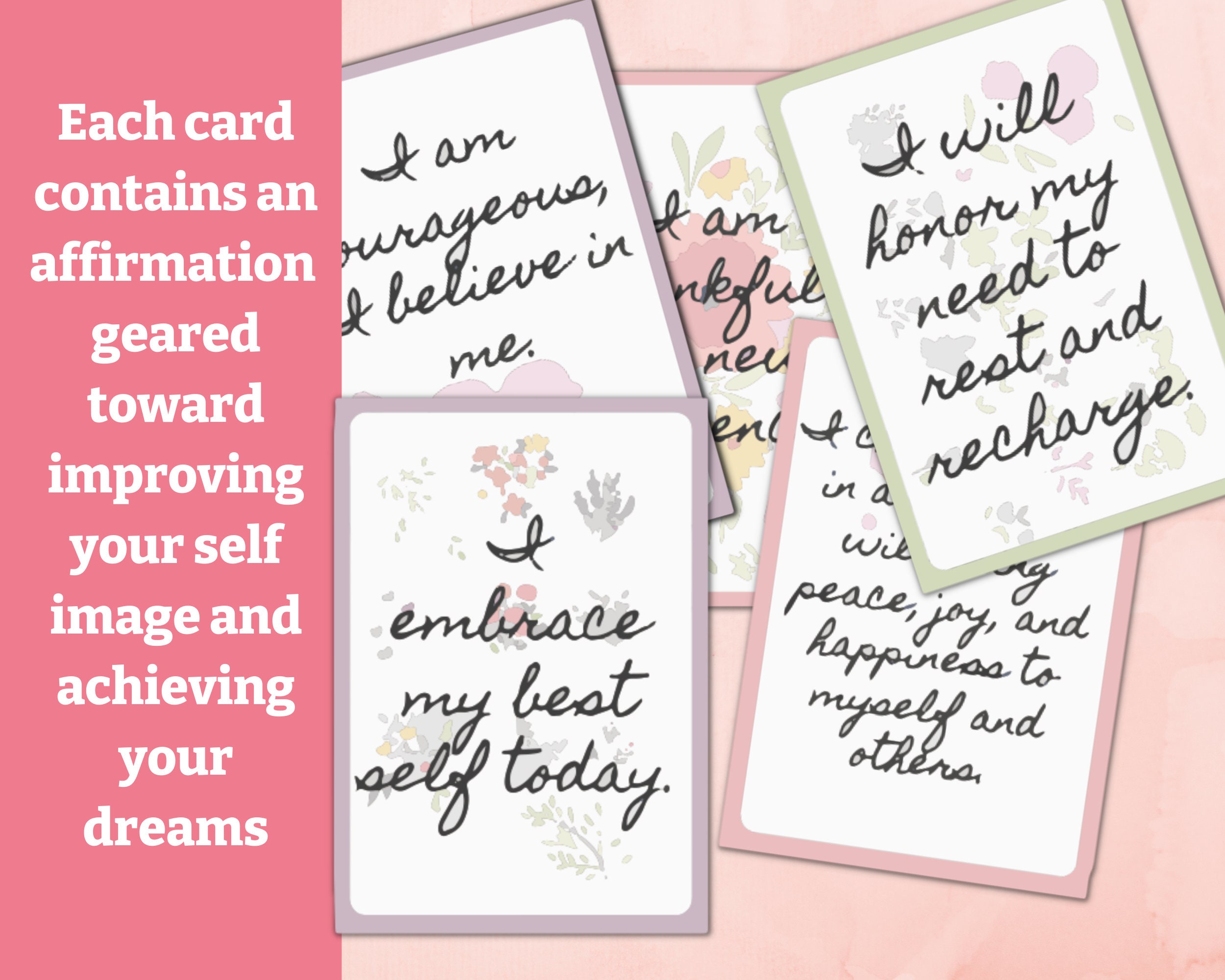 Affirmation Cards Printable/ Gift for Her/ Daily Self Love Gift ...