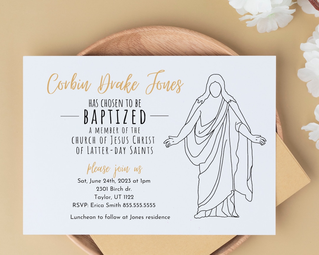 Christus LDS Baptism Invite Printable, Editable, Printable Invitation ...