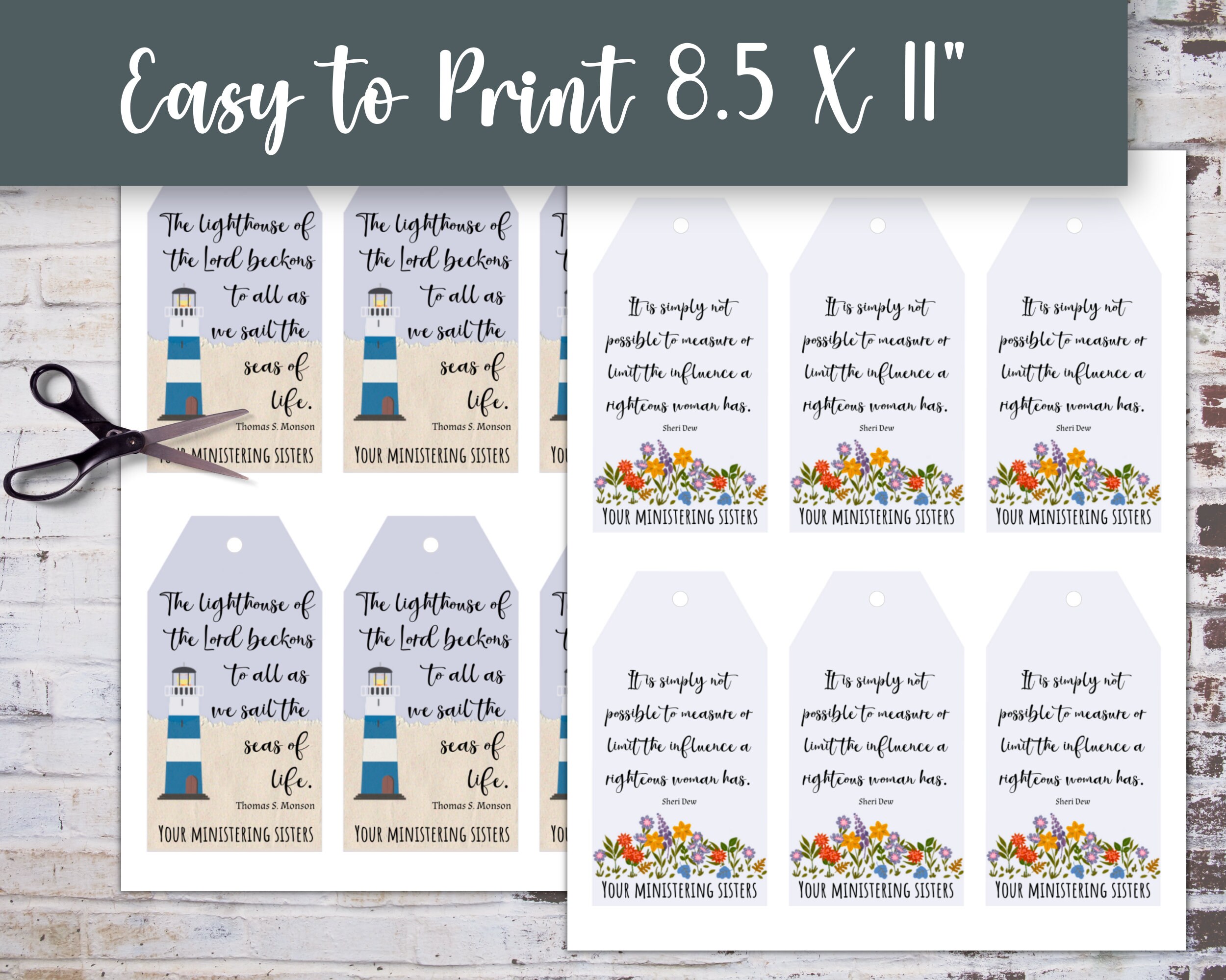 LDS Ministering Gift Tags Ministering Sister Relief Society - Etsy