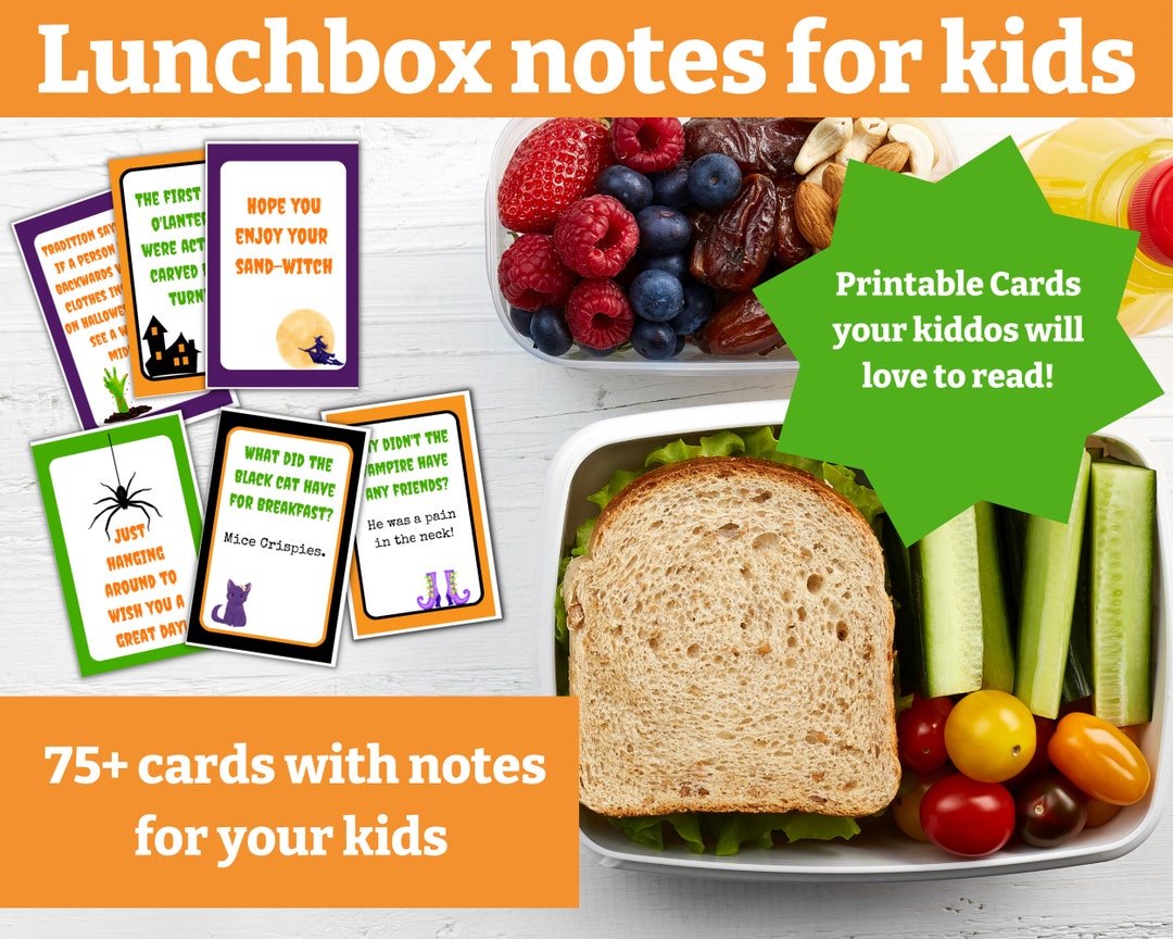Halloween Lunchbox Note Cards for Kids, Back to School, Printable Lunch ...