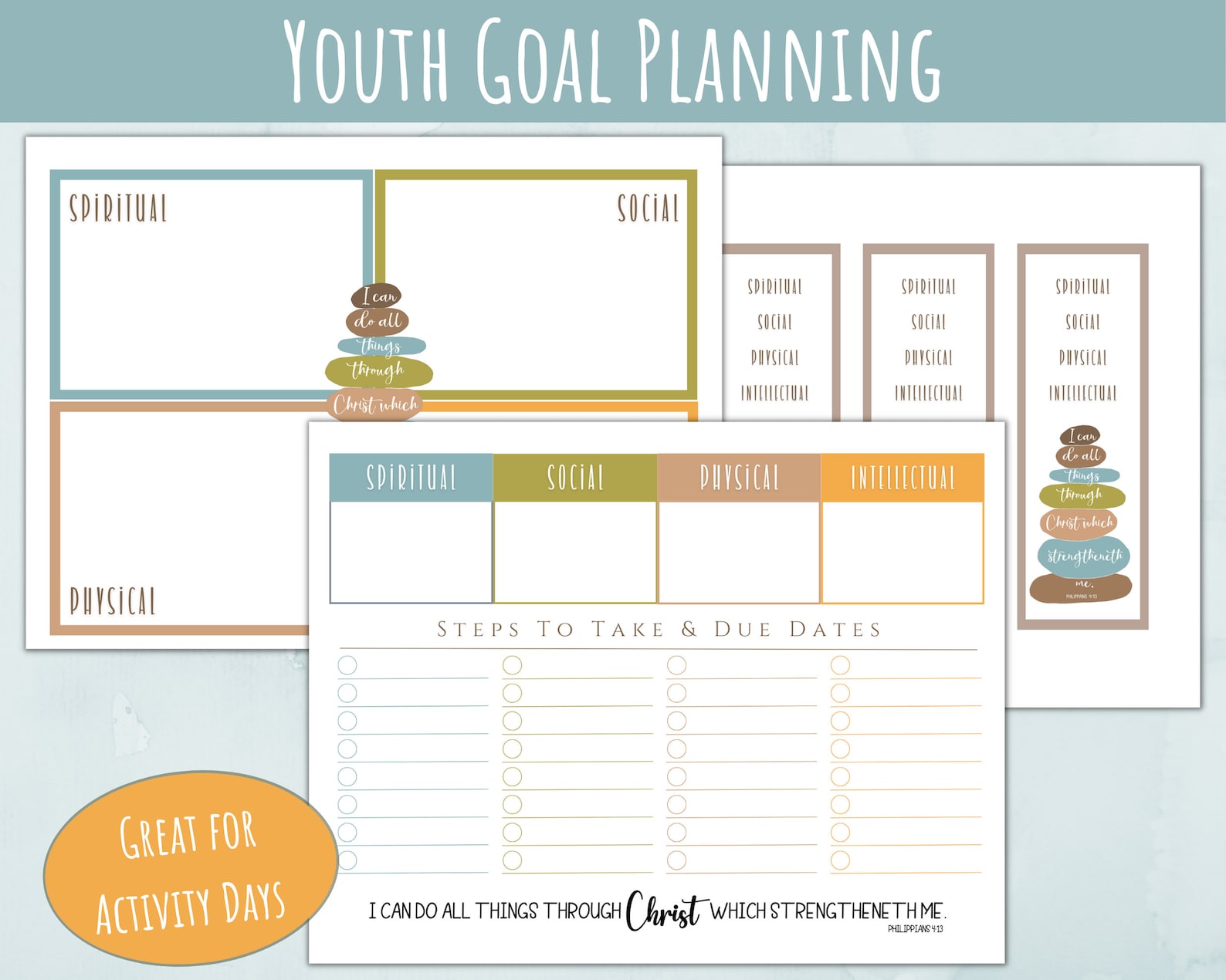 2023 LDS Youth Goals Printable, I Can Do All Things, Young Men's ...