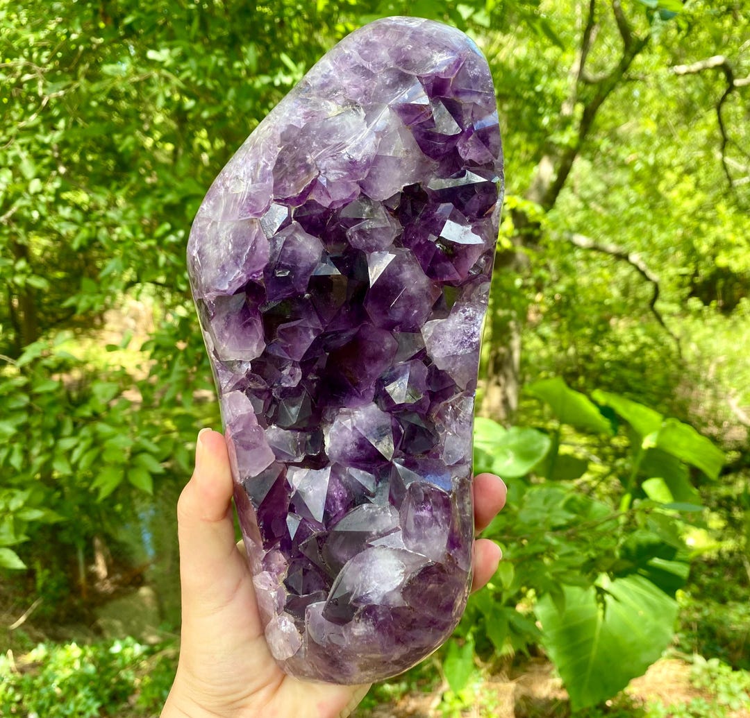 Extra Large Amethyst Crystal Geode With Metal Stand. Large Amethyst ...