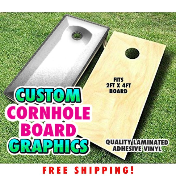 Custom cornhole board decals full color adhesive vinyl | Etsy