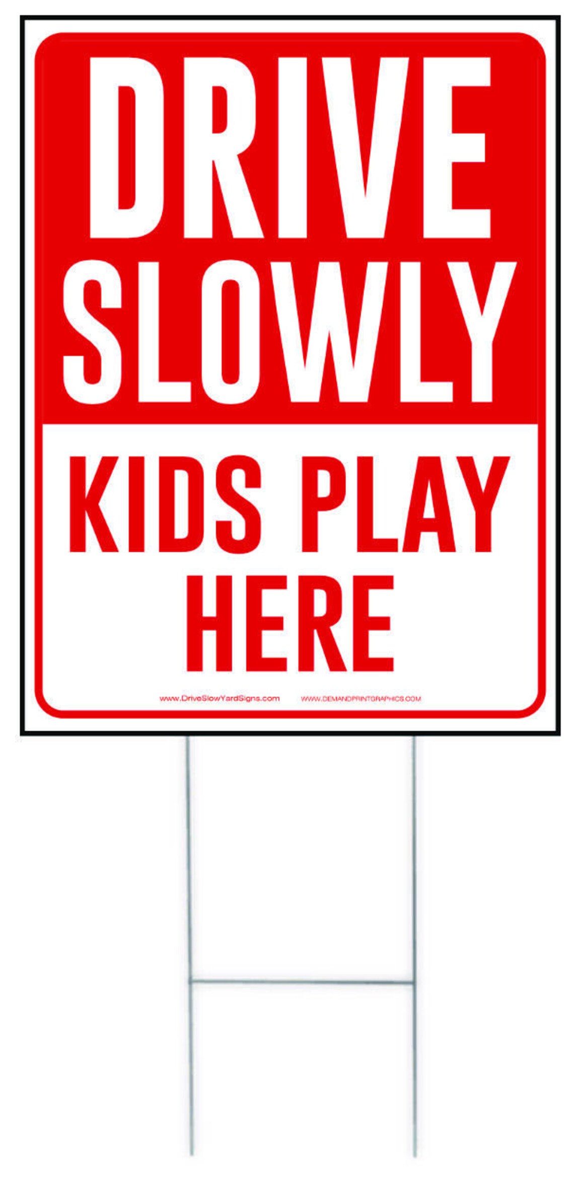 Drive Slowly Kids Play Here Yard Sign, Drive Slow/children at Play, Red ...