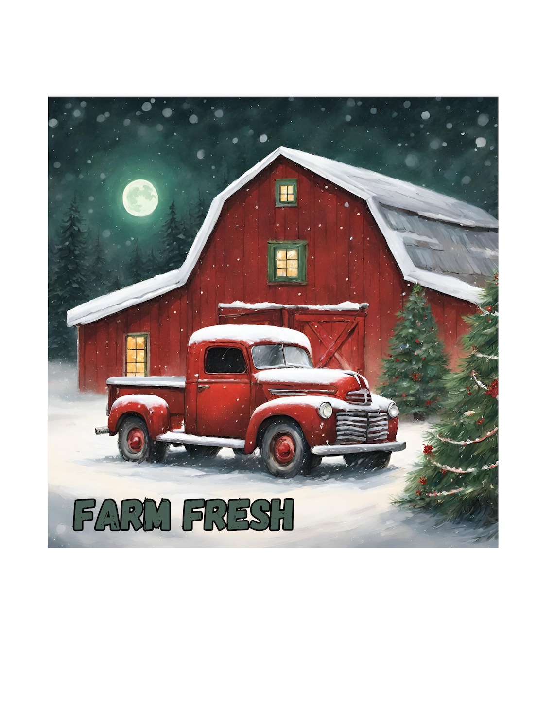 Merry Christmas Red Truck Digital Prints for Home Decor Crafts and Diy ...