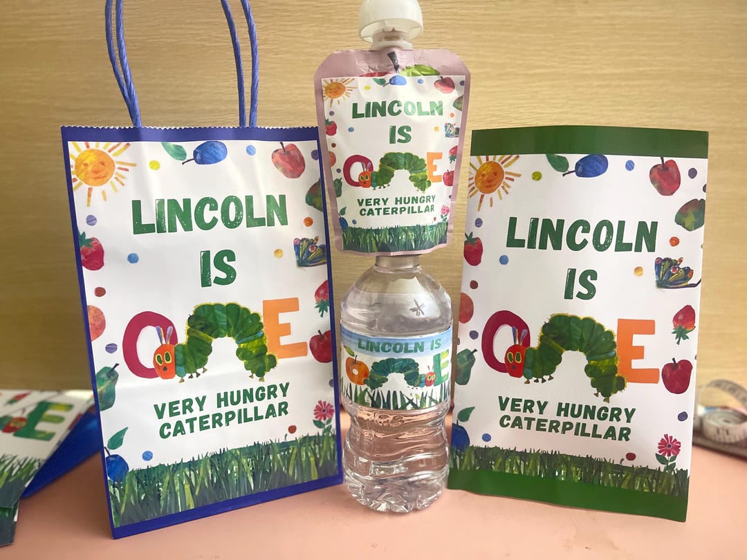 Very Hungry Caterpillar Bundle, BLANK Chip Bag, Favor Bag and Water ...